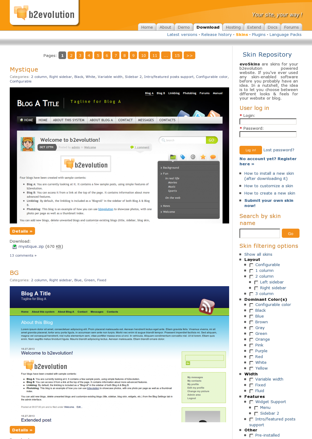 Looking for B2Evolution Skins? Check out their new Skin site! | CMS Critic